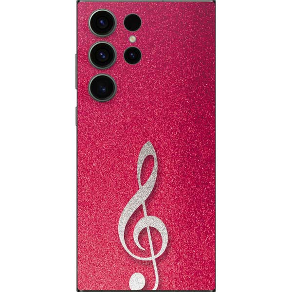 Galaxy S25 Ultra Pink Glitter Music Note Skin | Skinit