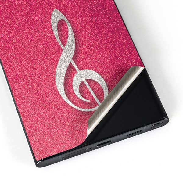 Galaxy S25 Ultra Pink Glitter Music Note Skin | Skinit
