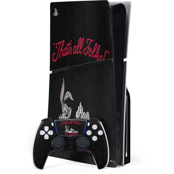 Looney Tunes Bugs Bunny Thats All Folks Skin for PS5 Slim Disk Bundle ...