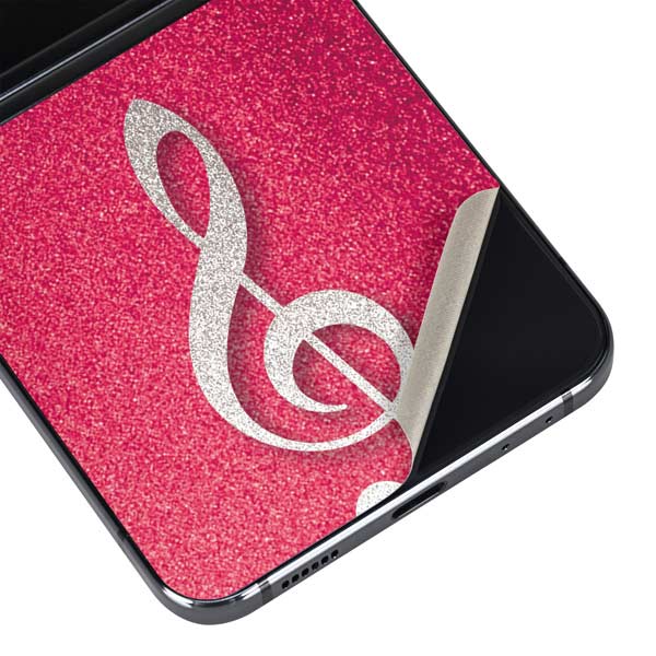 Pink Glitter Music Note Skin for Galaxy Z Flip5 5G | Skinit