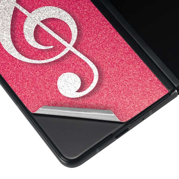 Pink Glitter Music Note Skin for Galaxy Z Fold3 5G | Decals - Skinit
