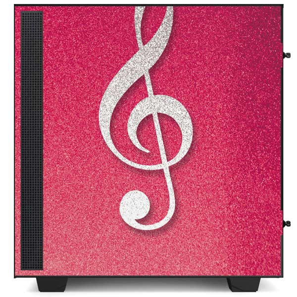 Pink Glitter Music Note NZXT H510 Compact ATX Mid-Tower Case Skin – Skinit