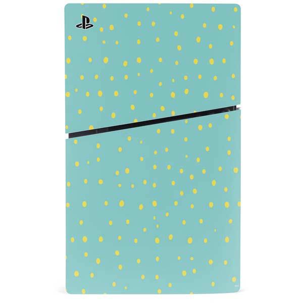 Teal and Yellow Polka Dots Skin for PS5 Slim Disk Bundle - Skinit