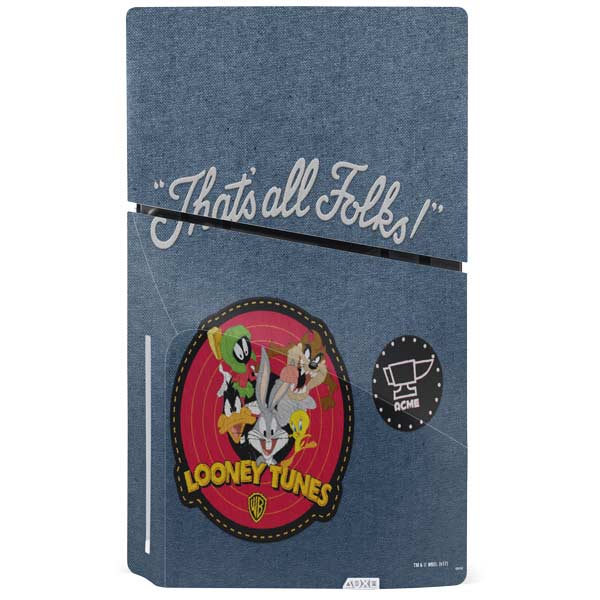 Looney Tunes Thats All Folks Patch Skin for PS5 Slim Disk Bundle - Skinit