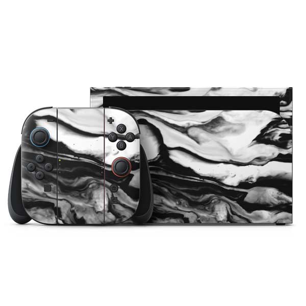 Black and White Marble Ink Nintendo Switch 2 (2025) with Joy-Con Skin ...