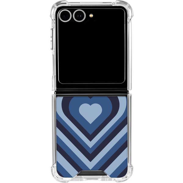 Blue Heart Pattern Galaxy Z Flip7 Clear Case | Skinit