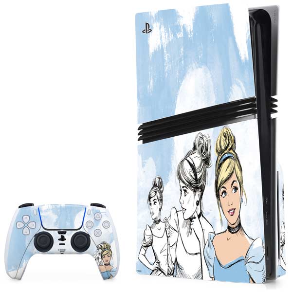 Disney Princess Cinderella Sketch PS5 Pro Console & Controller with ...