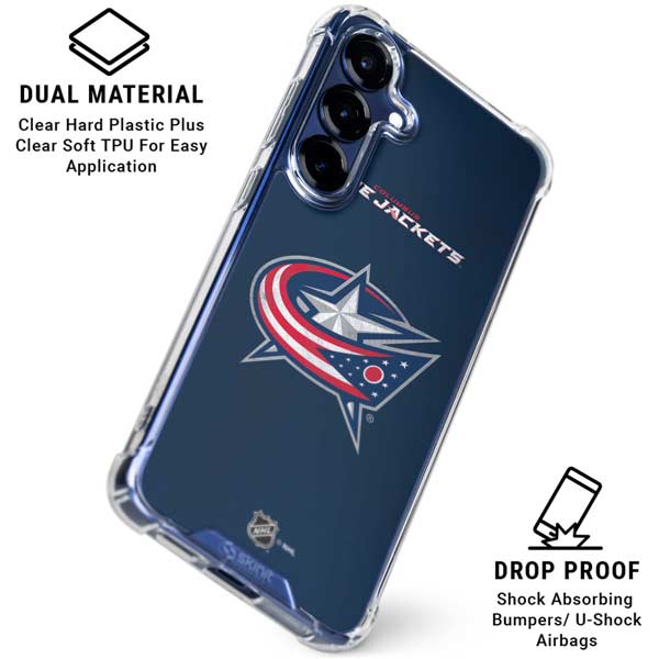 NHL Columbus Blue Jackets Distressed Galaxy S25 FE Clear Case ...