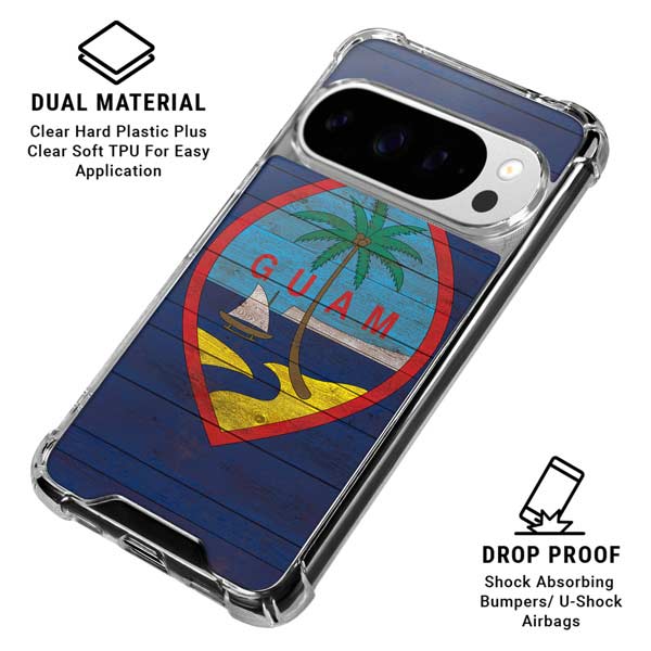 Guam Flag Dark Wood Google Pixel 10 Pro XL Clear Case | Clear Phone ...