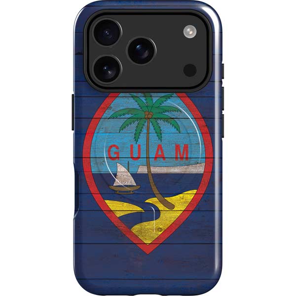 Guam Flag Dark Wood Apple iPhone 17 Pro Magsafe Impact Case | Maximum ...