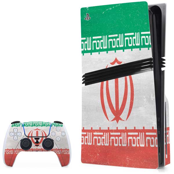 Iran Flag Distressed PS5 Pro Console & Controller with Disk Drive Skins ...
