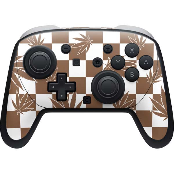Marijuana Brown Checkered Nintendo Switch 2 (2025) Pro Controller Skin ...