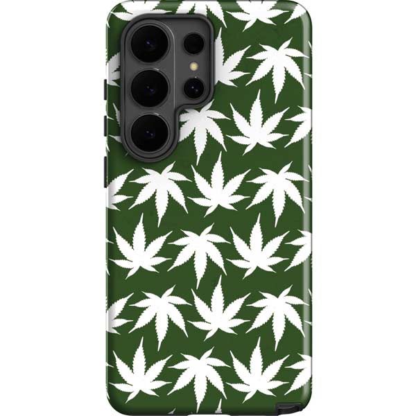 Marijuana Leaf White Pattern Galaxy S26 Ultra Impact Case – Skinit