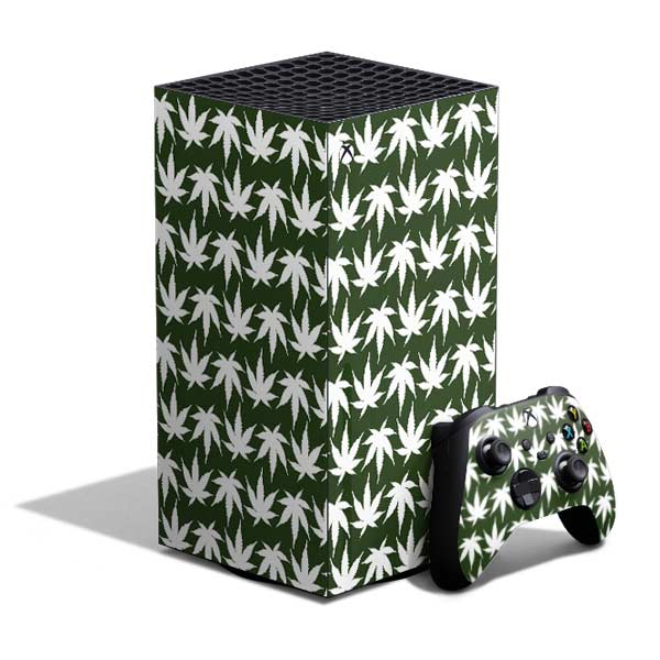 Marijuana Leaf White Pattern Skin for the 2024 XBox Series X Digital ...