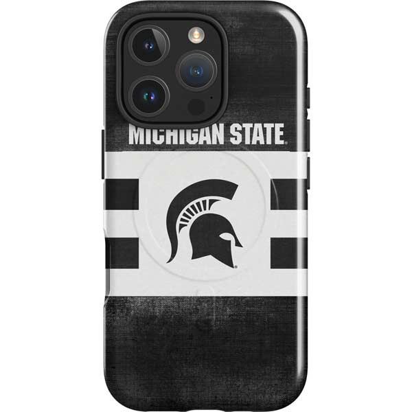Michigan State University Black and White Stripes Apple iPhone 16 Pro ...
