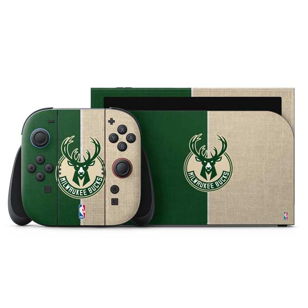 Milwaukee Bucks Split Canvas Nintendo Switch 2 (2025) with Joy-Con Skin ...