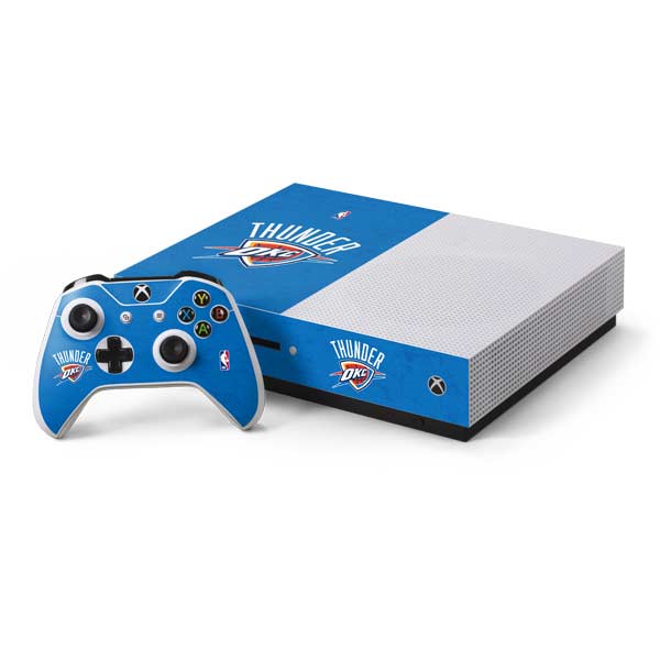 NBA OKC Thunder Distressed Xbox One S Console and Controller Bundle Sk ...