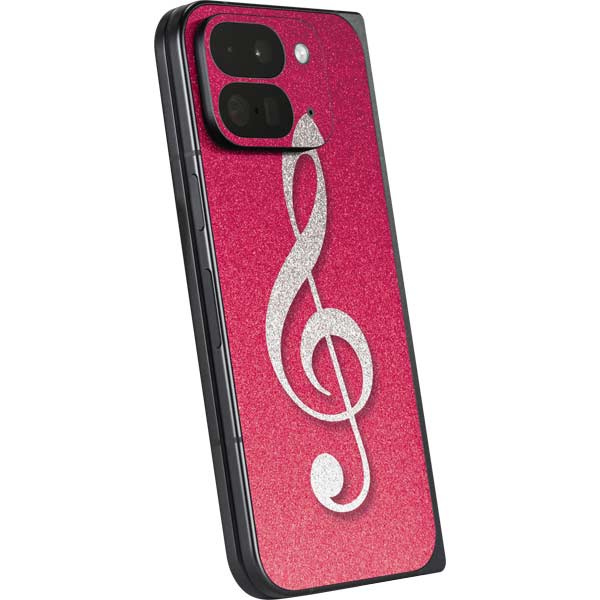 Pink Glitter Music Note Skin for Google Pixel 9 Pro Fold | Skinit