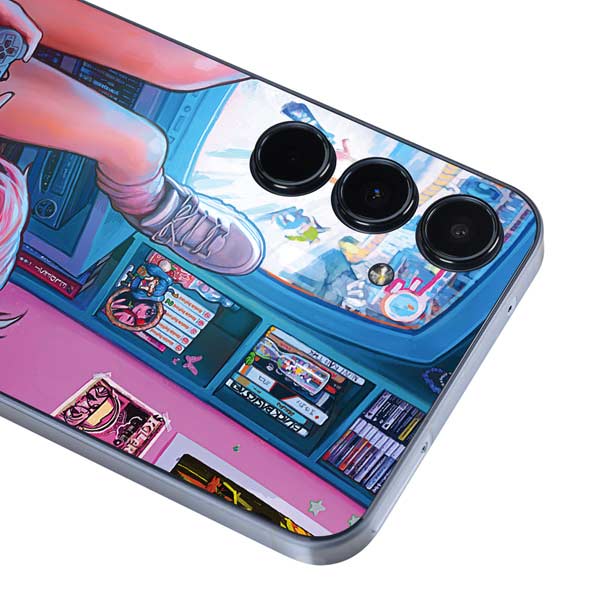 Pink Hair Anime Gamer Girl by Ivy Dolamore Galaxy A55 5G Skin| Phone ...