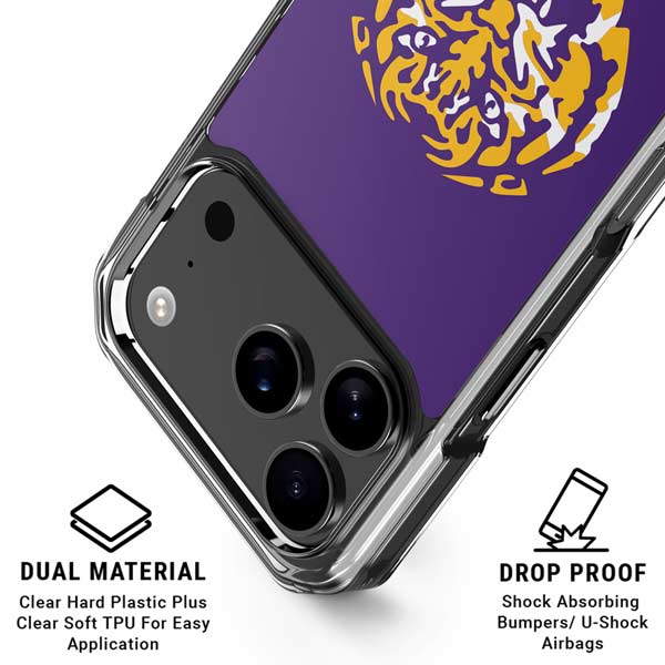 LSU Purple Tiger Mascot iPhone 17 Pro Clear Case | Clear Phone Cases ...