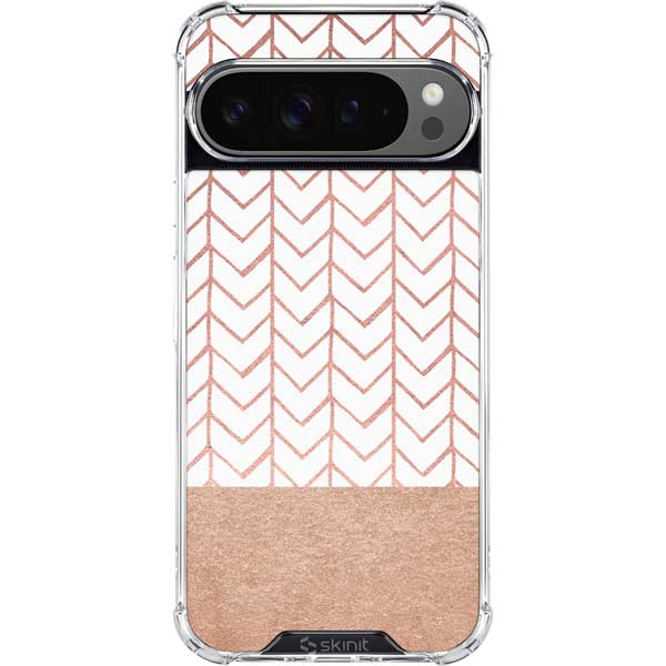 Rose Gold Herringbone Google Pixel 10 Pro XL Clear Case | Clear Phone ...