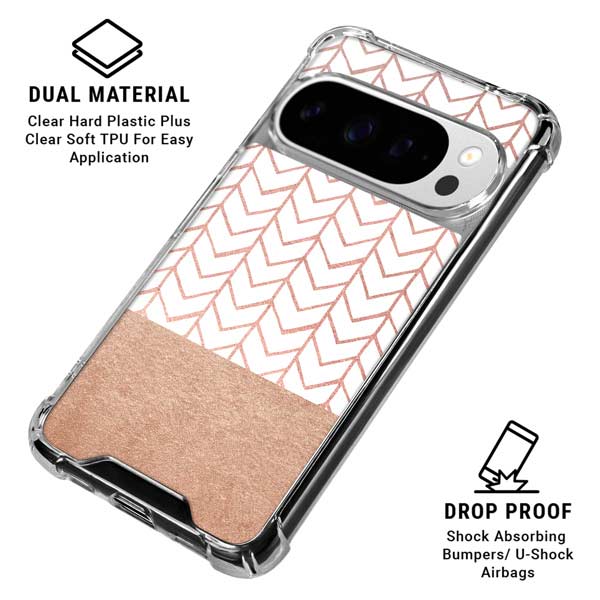 Rose Gold Herringbone Google Pixel 10 Pro XL Clear Case | Clear Phone ...