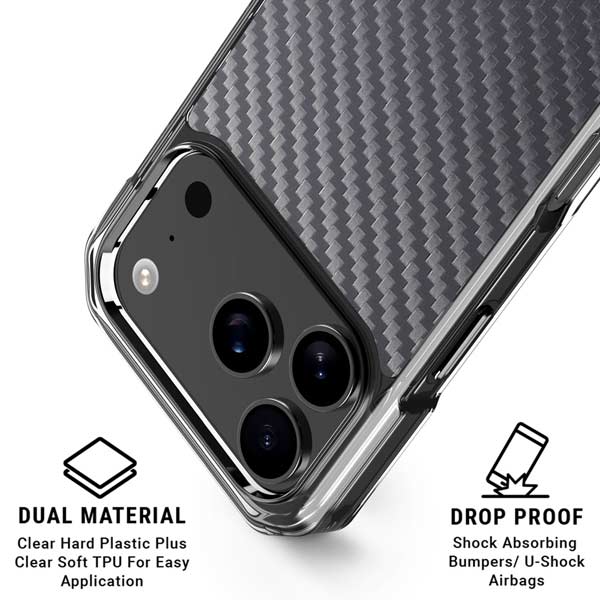 Silver Carbon Fiber Specialty Texture Material iPhone 17 Pro Clear Case ...