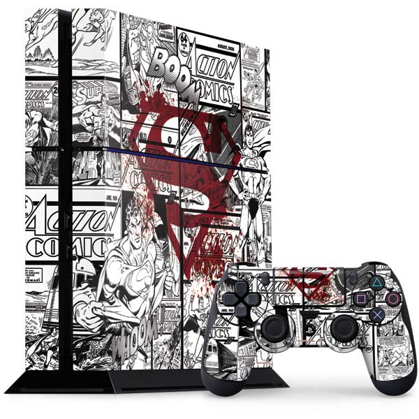 PlayStation PS4 Skins | DC Comics Superman Comic Pattern Logo in Red Skinit