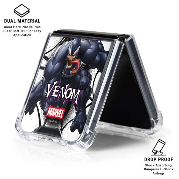Venom Reaching Forward Galaxy Z Flip7 Clear Case | Skinit