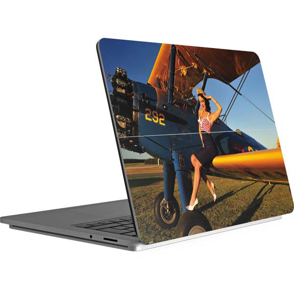 1940s Pin-Up On Stearman Biplane Surface Laptop Studio Skin | Skinit