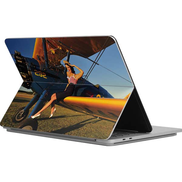 1940s Pin-Up On Stearman Biplane Surface Laptop Studio Skin | Skinit
