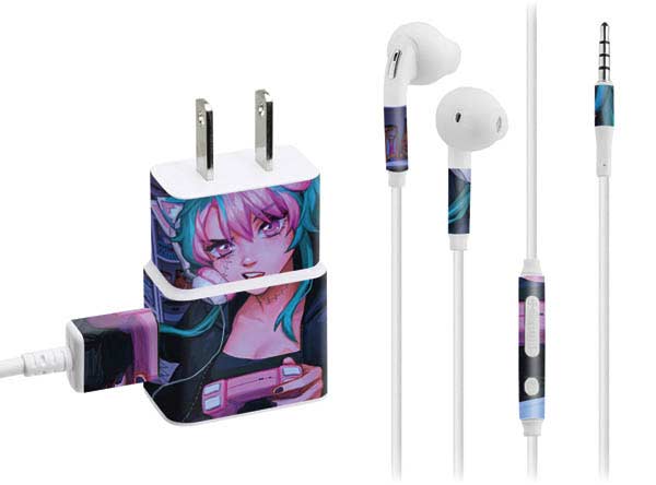 Anime Catgirl Gamer Nerd by Ivy Dolamore Samsung Charger Skin | Art ...