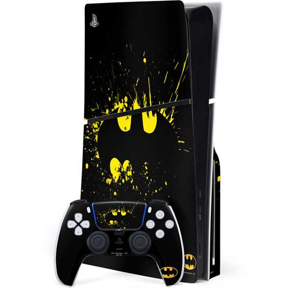 DC Comics Batman Logo Yellow Splash Skin for PS5 Slim Disk Bundle - Skinit
