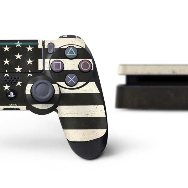 Black & White USA Flag Sony PlayStation Skin – Skinit