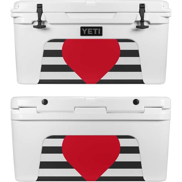 Black And White Striped Heart YETI Tundra 75 Hard Cooler Skin | Skinit