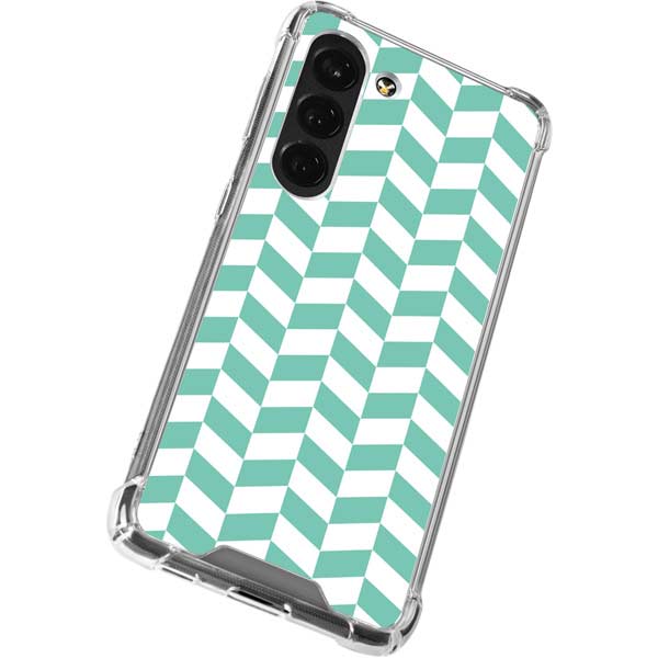 Galaxy S23 Blue White Chevron Clear Case | Transparent Phone Cases – Skinit