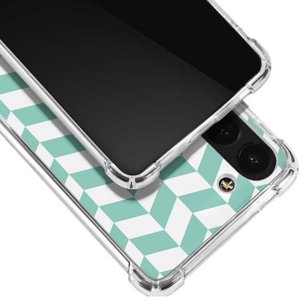 Galaxy S23 Blue White Chevron Clear Case | Transparent Phone Cases – Skinit