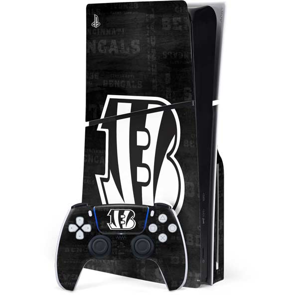 NFL Cincinnati Bengals Black & White Skin for PS5 Slim Disk Bundle - Skinit