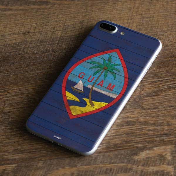 Guam Flag Dark Wood Apple iPhone Skin – Skinit