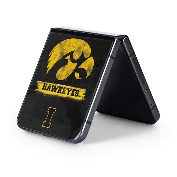 Iowa Hawkeyes Distressed Logo Skin for Galaxy Z Flip5 5G | Skinit