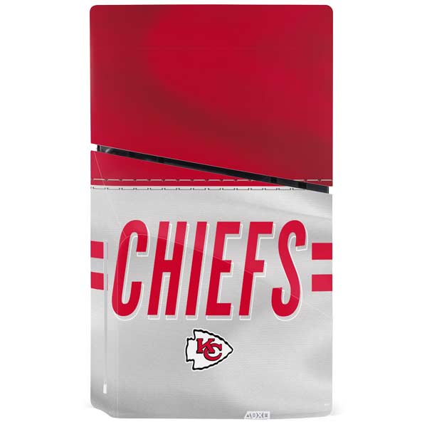 NFL Kansas City Chiefs White Striped Skin for PS5 Slim Disk Bundle - Skinit