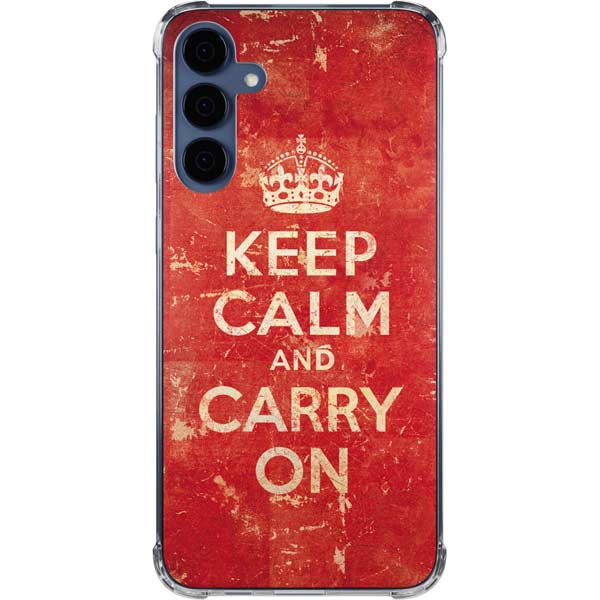 Keep Calm and Carry On Distressed Galaxy S24 Clear Case | Transparent ...