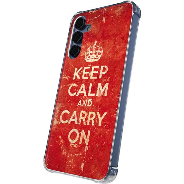 Keep Calm and Carry On Distressed Galaxy S24 Clear Case | Transparent ...
