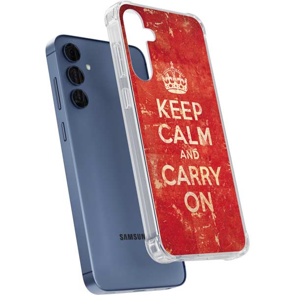 Keep Calm and Carry On Distressed Galaxy S24 Clear Case | Transparent ...