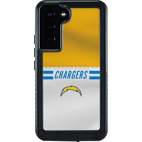 Los Angeles Chargers White Striped Galaxy S23+ Waterproof Case | Skinit