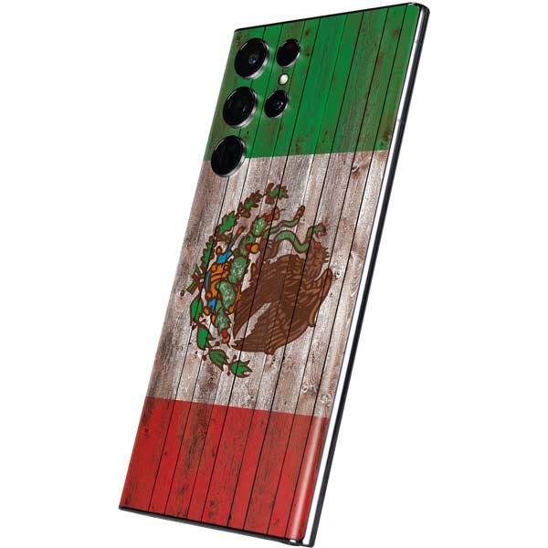 Mexican Flag Dark Wood Galaxy S22 Ultra Skin | Skinit Phone Decals