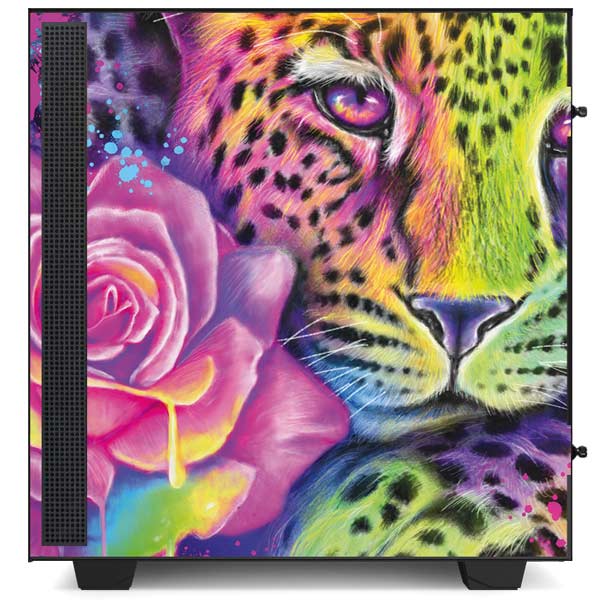 Neon Rainbow Cheetah with Rose NZXT H510 Compact ATX Mid-Tower Case ...
