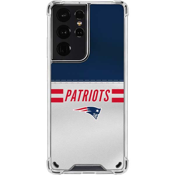New England Patriots White Striped Clear Phone Case for Galaxy S21 ...