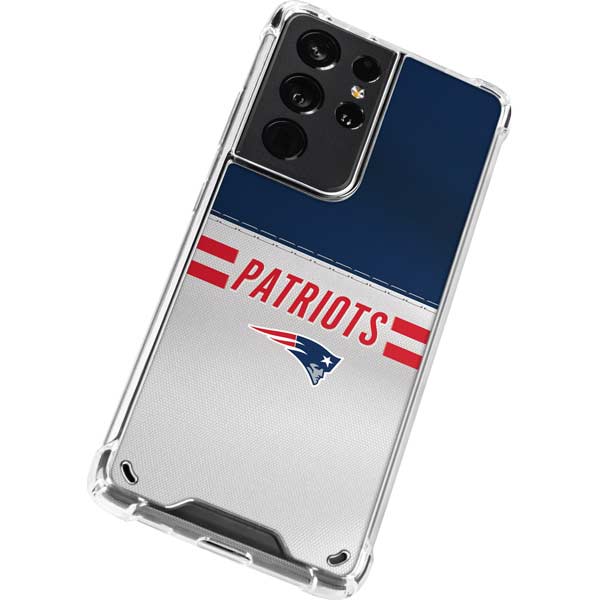New England Patriots White Striped Clear Phone Case for Galaxy S21 ...