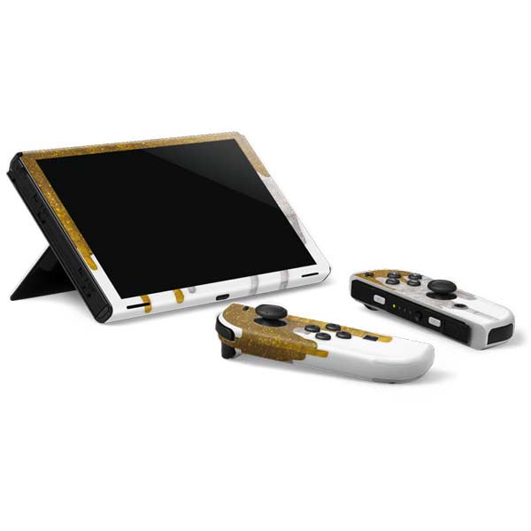 Paint Splatter Gold Nintendo Switch OLED (2021) Bundle Skin | Skinit
